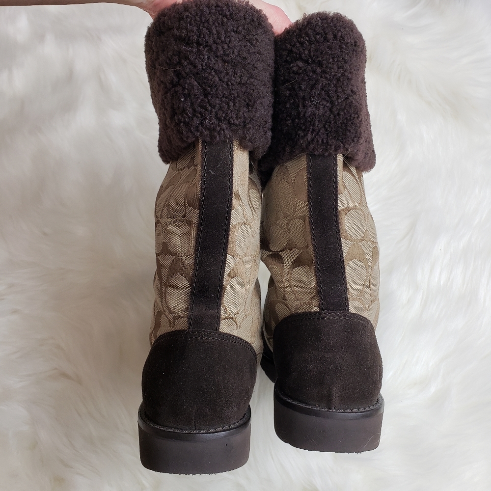 Coach Kally Signature Canvas/Suede Logo Boots - Gem